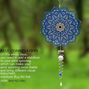 UOUDIO 3D Mandala Wind Spinner - Indoor Outdoor Stainless Steel Garden Decoration Crafts Ornaments (Blue Wind Spinner)