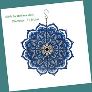 UOUDIO 3D Mandala Wind Spinner - Indoor Outdoor Stainless Steel Garden Decoration Crafts Ornaments (Blue Wind Spinner)