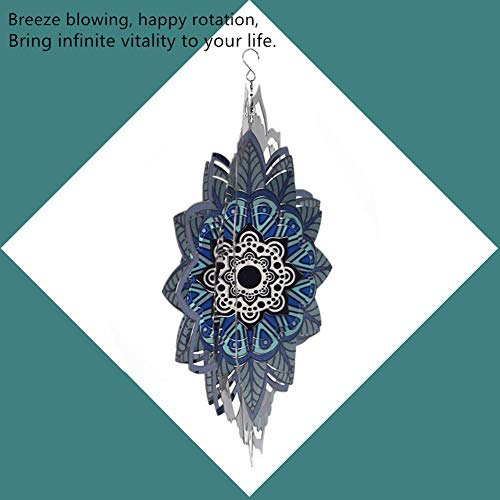 UOUDIO 3D Mandala Wind Spinner - Indoor Outdoor Stainless Steel Garden Decoration Crafts Ornaments (Blue Wind Spinner)