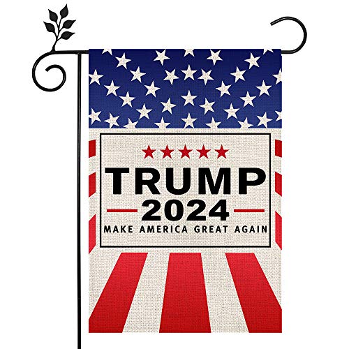 CROWNED BEAUTY Trump 2024 Garden Flag 12 x 18 Inch Make America Great Again Vertical Double Sided US Election Patriotic Outdoor Decoration for Yard Porch Patio CF181-12