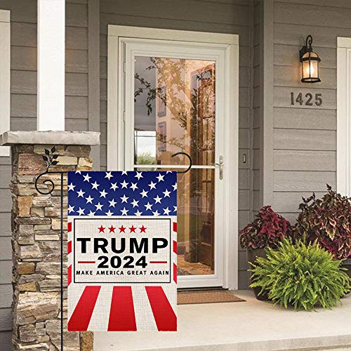 CROWNED BEAUTY Trump 2024 Garden Flag 12 x 18 Inch Make America Great Again Vertical Double Sided US Election Patriotic Outdoor Decoration for Yard Porch Patio CF181-12