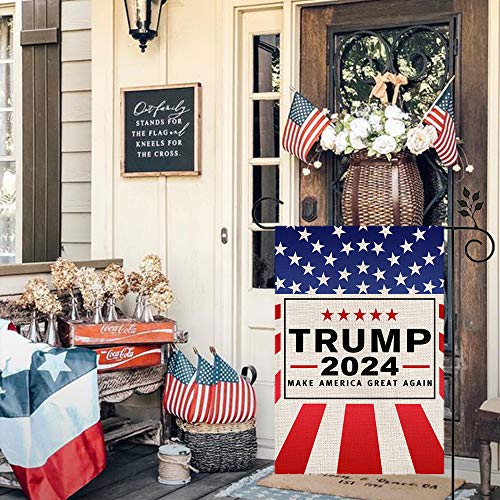 CROWNED BEAUTY Trump 2024 Garden Flag 12 x 18 Inch Make America Great Again Vertical Double Sided US Election Patriotic Outdoor Decoration for Yard Porch Patio CF181-12