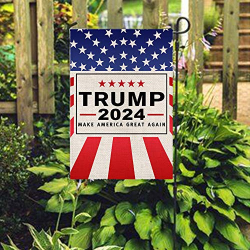 CROWNED BEAUTY Trump 2024 Garden Flag 12 x 18 Inch Make America Great Again Vertical Double Sided US Election Patriotic Outdoor Decoration for Yard Porch Patio CF181-12