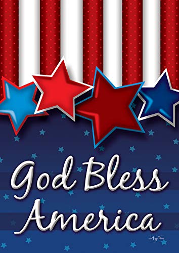 Toland Home Garden 1112384 God Bless America Stars Patriotic Flag 12x18 Inch Double Sided Patriotic Garden Flag for Outdoor House 4th of July Flag Yard Decoration