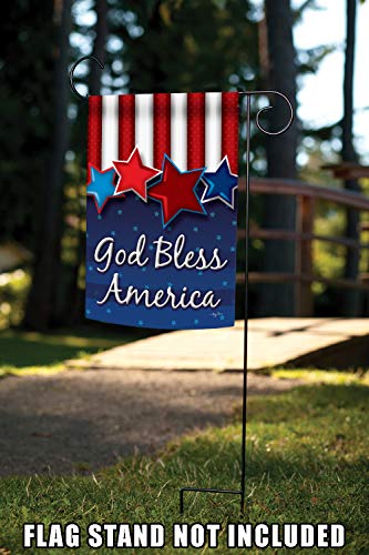 Toland Home Garden 1112384 God Bless America Stars Patriotic Flag 12x18 Inch Double Sided Patriotic Garden Flag for Outdoor House 4th of July Flag Yard Decoration