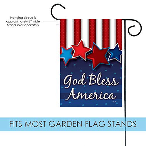 Toland Home Garden 1112384 God Bless America Stars Patriotic Flag 12x18 Inch Double Sided Patriotic Garden Flag for Outdoor House 4th of July Flag Yard Decoration