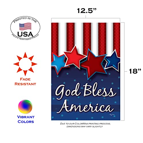 Toland Home Garden 1112384 God Bless America Stars Patriotic Flag 12x18 Inch Double Sided Patriotic Garden Flag for Outdoor House 4th of July Flag Yard Decoration