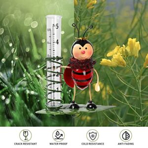 SaphiRose Rain Gauge Stake for Yard Garden Stakes Decor Outdoor Metal Ladybug Figurine with Plastic Tube - 5.31" W x 6.1" D x 40" H