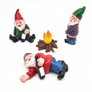 4pcs fairy garden accessories decorations, miniature gardening gnomes figurines, mini resin gnome kit, micro landscape dwarfs statue ornaments for bonsai plant flower pots decor