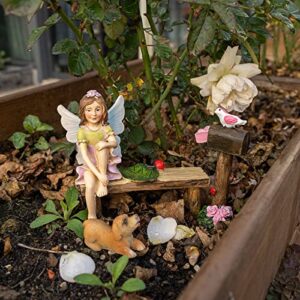 Fairy Garden Accessories Kit Fairy Garden Miniatures Fairies for Fairy Garden Outdoor Mini Fairy Garden Accessories Fairy Garden Mailbox with Miniature Bench and Mini Dogs