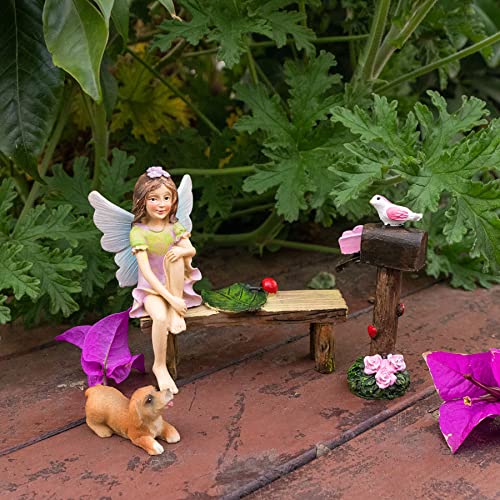 Fairy Garden Accessories Kit Fairy Garden Miniatures Fairies for Fairy Garden Outdoor Mini Fairy Garden Accessories Fairy Garden Mailbox with Miniature Bench and Mini Dogs