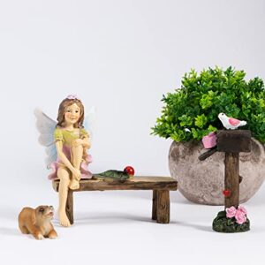 Fairy Garden Accessories Kit Fairy Garden Miniatures Fairies for Fairy Garden Outdoor Mini Fairy Garden Accessories Fairy Garden Mailbox with Miniature Bench and Mini Dogs