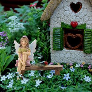 Fairy Garden Accessories Kit Fairy Garden Miniatures Fairies for Fairy Garden Outdoor Mini Fairy Garden Accessories Fairy Garden Mailbox with Miniature Bench and Mini Dogs