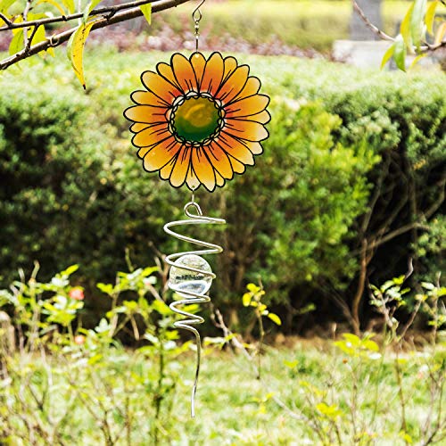 Goose Creek 18" Wind Spinner Outdoor Hanging Metal Figurine Spinner for Garden Décor Ornaments,Lawn Yard Patio,Sunflower