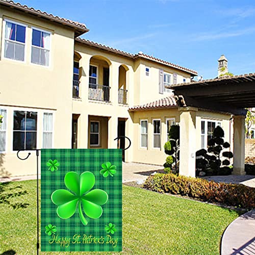 St Patricks Day Garden Flag 12x18 Inch Double Sided for Outside Small Burlap Green Shamrock Lucky Welcome Small Outside Vertical Holiday Yard Decor (Green A)