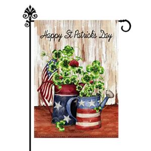 st patricks day garden flag luck shamrock us flag bottle 12.5 x 18 inch vertical double sided burlap happy patricks day home yard decorations