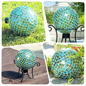 VCUTEKA Gazing Ball, Glass Mosaic Gazing Balls Sphere for Garden Lawn Outdoor Ornament Yard Decorative, Attracts Good Fortune, Red Mirrors, 10-Inch, Green