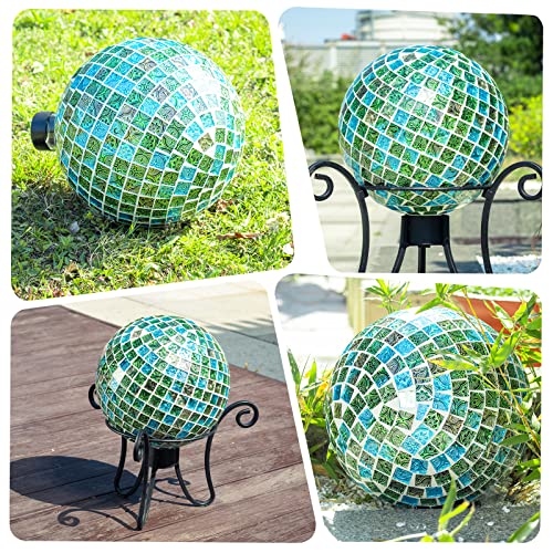 VCUTEKA Gazing Ball, Glass Mosaic Gazing Balls Sphere for Garden Lawn Outdoor Ornament Yard Decorative, Attracts Good Fortune, Red Mirrors, 10-Inch, Green