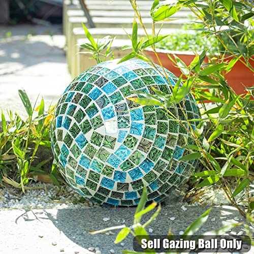 VCUTEKA Gazing Ball, Glass Mosaic Gazing Balls Sphere for Garden Lawn Outdoor Ornament Yard Decorative, Attracts Good Fortune, Red Mirrors, 10-Inch, Green