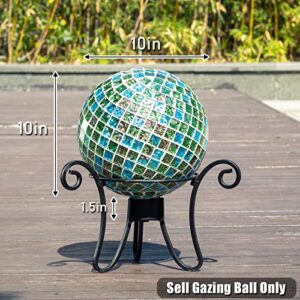 VCUTEKA Gazing Ball, Glass Mosaic Gazing Balls Sphere for Garden Lawn Outdoor Ornament Yard Decorative, Attracts Good Fortune, Red Mirrors, 10-Inch, Green