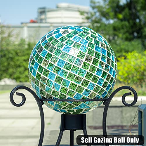 VCUTEKA Gazing Ball, Glass Mosaic Gazing Balls Sphere for Garden Lawn Outdoor Ornament Yard Decorative, Attracts Good Fortune, Red Mirrors, 10-Inch, Green