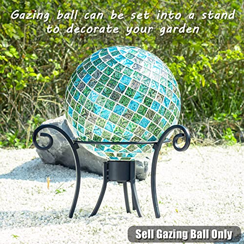 VCUTEKA Gazing Ball, Glass Mosaic Gazing Balls Sphere for Garden Lawn Outdoor Ornament Yard Decorative, Attracts Good Fortune, Red Mirrors, 10-Inch, Green