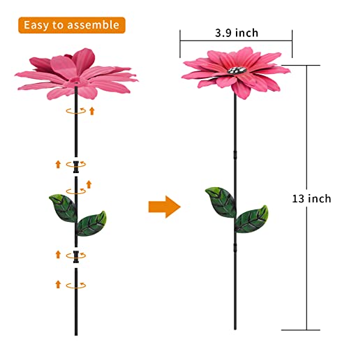 4Pcs/Set Metal Daylily Flower Garden Stakes,Metal Flowers Outdoor Decor Stake Yard Art Decoration,Garden Metal Plant Flowers Stick Spring Patio Decor