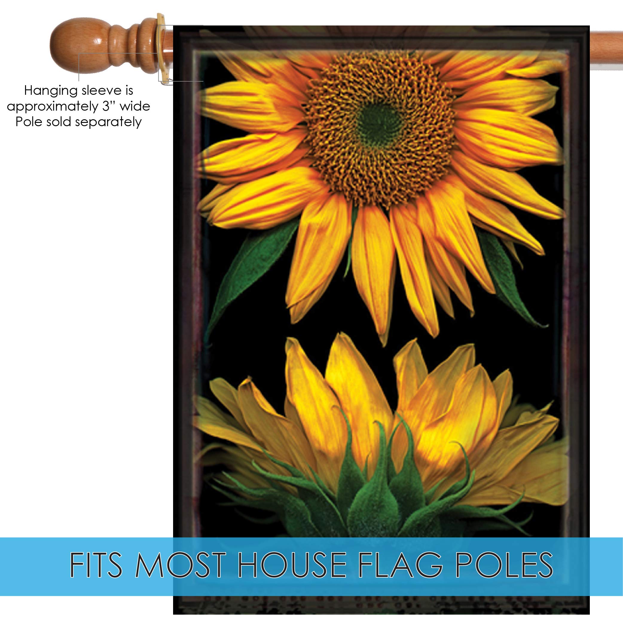 Toland Home Garden 101193 Sunflowers On Black Fall Garden Flag 28x40 Inch Double Sided for Outdoor Summer House Yard Decoration