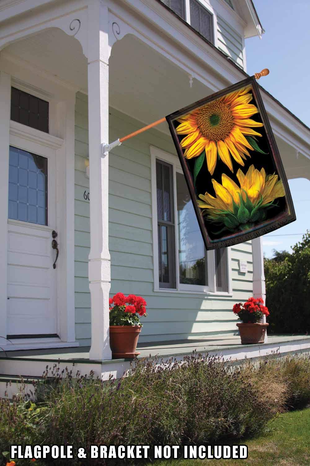 Toland Home Garden 101193 Sunflowers On Black Fall Garden Flag 28x40 Inch Double Sided for Outdoor Summer House Yard Decoration