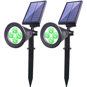 clordeal green solar spotlight, 2 in 1 solar powered led landscape lights outdoor, waterproof 4 led solar tree uplight garden decorative lighting (green)