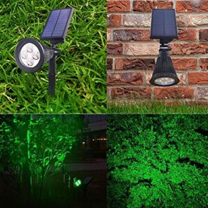 Clordeal Green Solar Spotlight, 2 in 1 Solar Powered LED Landscape Lights Outdoor, Waterproof 4 LED Solar Tree Uplight Garden Decorative Lighting (Green)