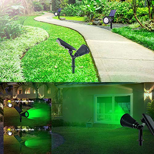 Clordeal Green Solar Spotlight, 2 in 1 Solar Powered LED Landscape Lights Outdoor, Waterproof 4 LED Solar Tree Uplight Garden Decorative Lighting (Green)