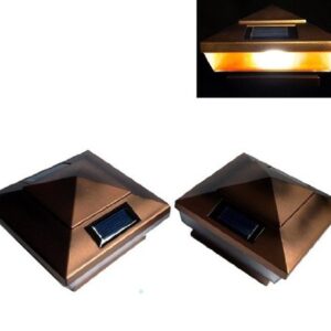 6-pack Garden Solar Copper Post Deck Cap Square Fence Lights 4" X 4" with AMBER LED lights