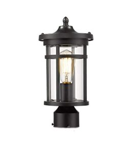 redeast outdoor post light fixture,13.58″ h outdoor post lantern, exterior post lamp, outdoor pillar lamp for garden, deck, porch, patio, yard, balcony, hallway, and entryway (black, 13.58″ h)