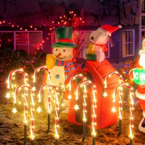 12 Pack Solar Christmas Candy Cane Lights, 21" Candy Cane Pathway Lights Outdoor Markers Christmas Decorations Lights with 8 Lighting Modes, for Xmas Holiday Party Garden Walkway Patio Garden Decor