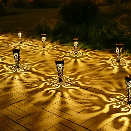 Solar Pathway Lights,8 Pack Solar Lights Outdoor Waterproof,Dusk to Dawn Up to 12 Hrs Solar Powered Outdoor Pathway Garden Lights Auto On/Off, LED Landscape Lighting Decorative for Walkway Patio Yard