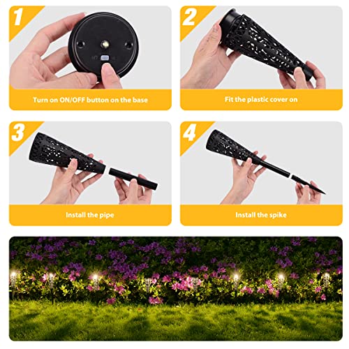 Solar Pathway Lights,8 Pack Solar Lights Outdoor Waterproof,Dusk to Dawn Up to 12 Hrs Solar Powered Outdoor Pathway Garden Lights Auto On/Off, LED Landscape Lighting Decorative for Walkway Patio Yard