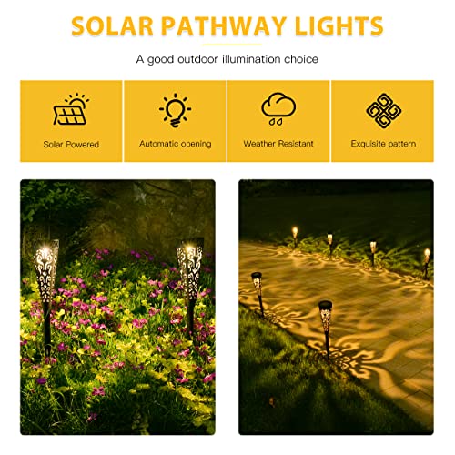 Solar Pathway Lights,8 Pack Solar Lights Outdoor Waterproof,Dusk to Dawn Up to 12 Hrs Solar Powered Outdoor Pathway Garden Lights Auto On/Off, LED Landscape Lighting Decorative for Walkway Patio Yard