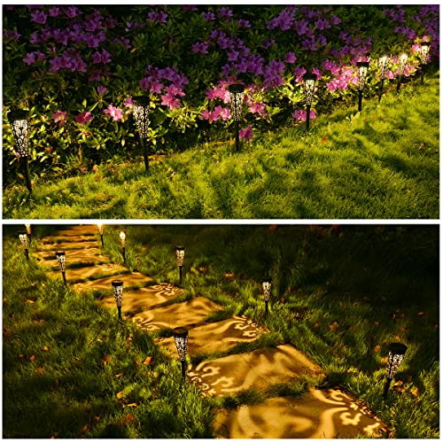 Solar Pathway Lights,8 Pack Solar Lights Outdoor Waterproof,Dusk to Dawn Up to 12 Hrs Solar Powered Outdoor Pathway Garden Lights Auto On/Off, LED Landscape Lighting Decorative for Walkway Patio Yard