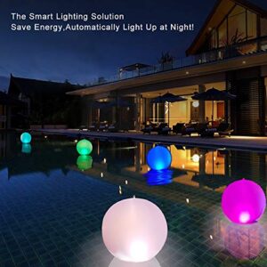 Rukars Floating Ball Pool Light Solar Powered 4 PCS, 14 Inch Inflatable Hangable IP68 Waterproof Rechargeable Color Changing Led Glow Globe Pool