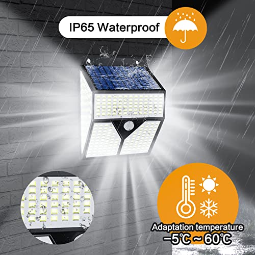 Noooza Solar Lights Outdoor, 335 LEDs Solar Motion Sensor Security Lights with Motion Sensor, IP65 Waterproof Solar Powered Wall Lights for Deck Fence Porch Garden Yard Garage (4 Pack)