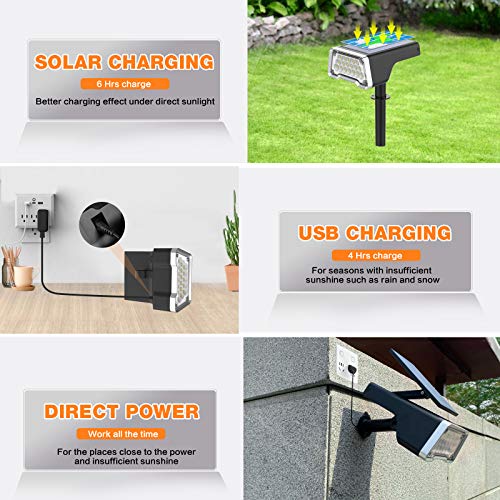 URLIGHTS Solar Lights Outdoor, 36 LEDs Solar Landscape Spotlights, Waterproof 2 in 1 Wall Lights with USB Charge, Adjustable Solar Panel for Yard Garden Driveway Porch Walkway Patio