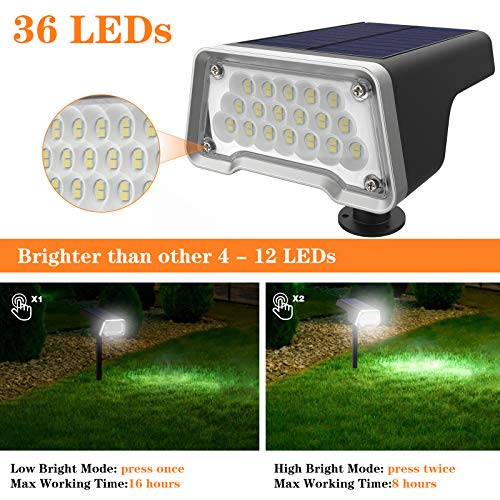 URLIGHTS Solar Lights Outdoor, 36 LEDs Solar Landscape Spotlights, Waterproof 2 in 1 Wall Lights with USB Charge, Adjustable Solar Panel for Yard Garden Driveway Porch Walkway Patio