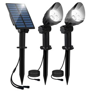 coreslux solar spotlights outdoor garden lights, super bright 6 led bead landscape spotlights ip65 waterproof adjustable solar spot lights for patio yard garden pathway (white light)