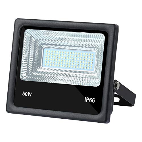 Q QINGCHEN 2 PCS DC 12V LED Flood Light 50W 4500lm 6500K Daylight White Outdoor Security Floodlight Lamp, IP65 Outside Waterproof