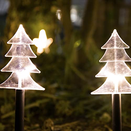 FUCHSUN Christmas Pathway Lights Decorative Garden Display LED Light 5 Pieces Warm White Battery Operated for Indoor and Outdoor Holiday Decoration-Tree