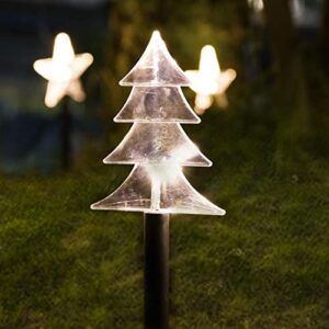 FUCHSUN Christmas Pathway Lights Decorative Garden Display LED Light 5 Pieces Warm White Battery Operated for Indoor and Outdoor Holiday Decoration-Tree