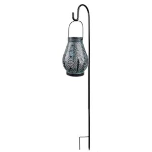 Solar Lantern Outdoor with Shepherd Hooks - Waterproof Metal Garden Solar Lights Hanging Lanterns Decorative - Solar Powered LED Lanterns with Handle for Patio Yard Pathway Walkway [Cyan-Blue]