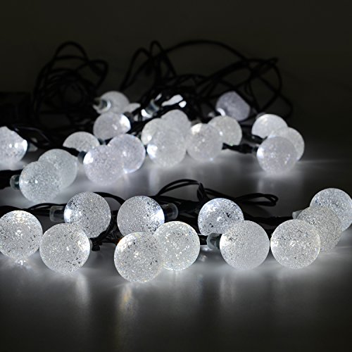 BAOANT Solar String Lights Fairy Lights 20Ft 30 LED Crystal Ball String Lights Starry Lights Globe String Lights for Garden Home Patio Indoor Outdoor(White)