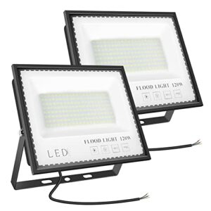 2 pack led flood light outdoor, 120w led work lights, super bright outdoor floodlights, daylight white 5000k, ip66 waterproof outdoor floodlight fixture for yard backyard garden garage playground